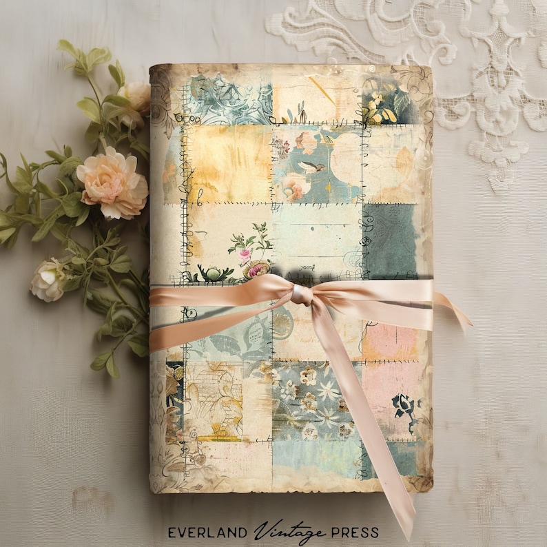 Vintage Patchwork Junk Journal Papers, Shabby Chic Patchwork Journal ...