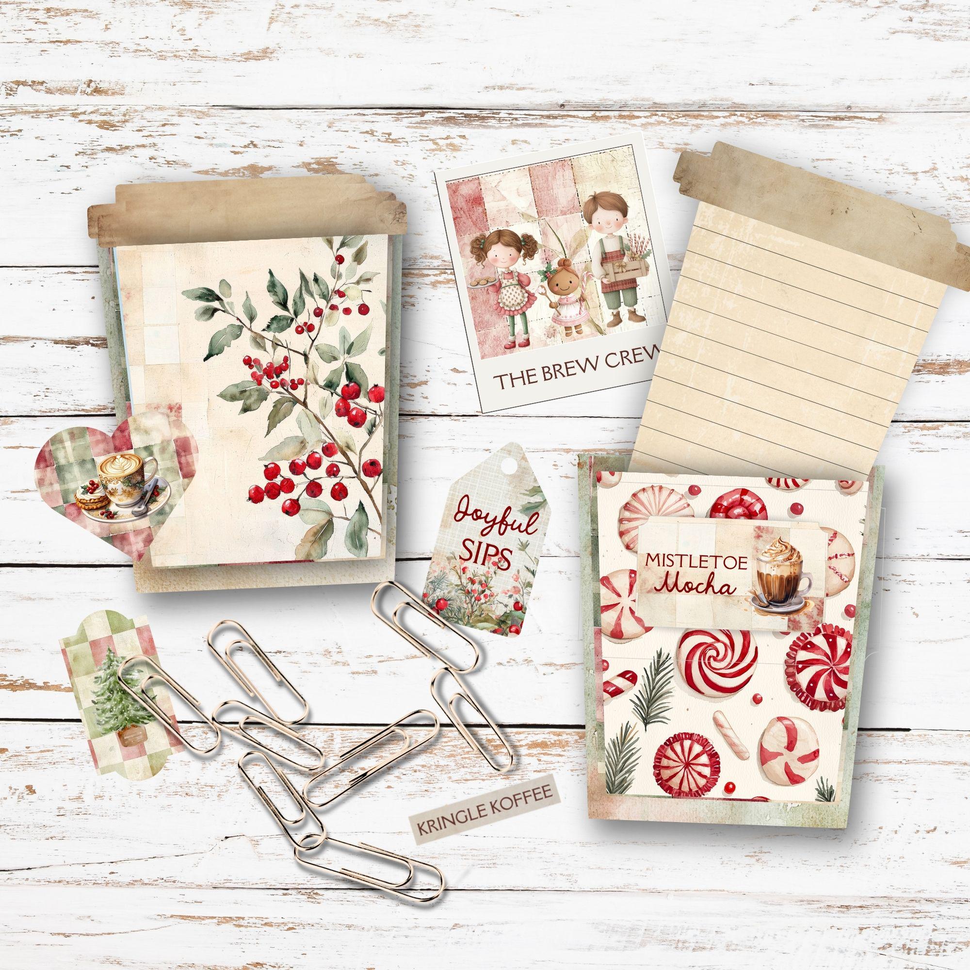 Christmas Junk Journal Hidden Note Coffee Cups, Christmas Hidden ...