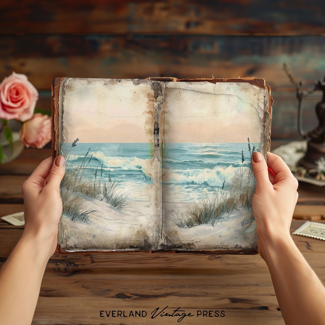 Coastal Junk Journal Kit, Beach Theme Junk Journal Pages, Ocean Theme ...