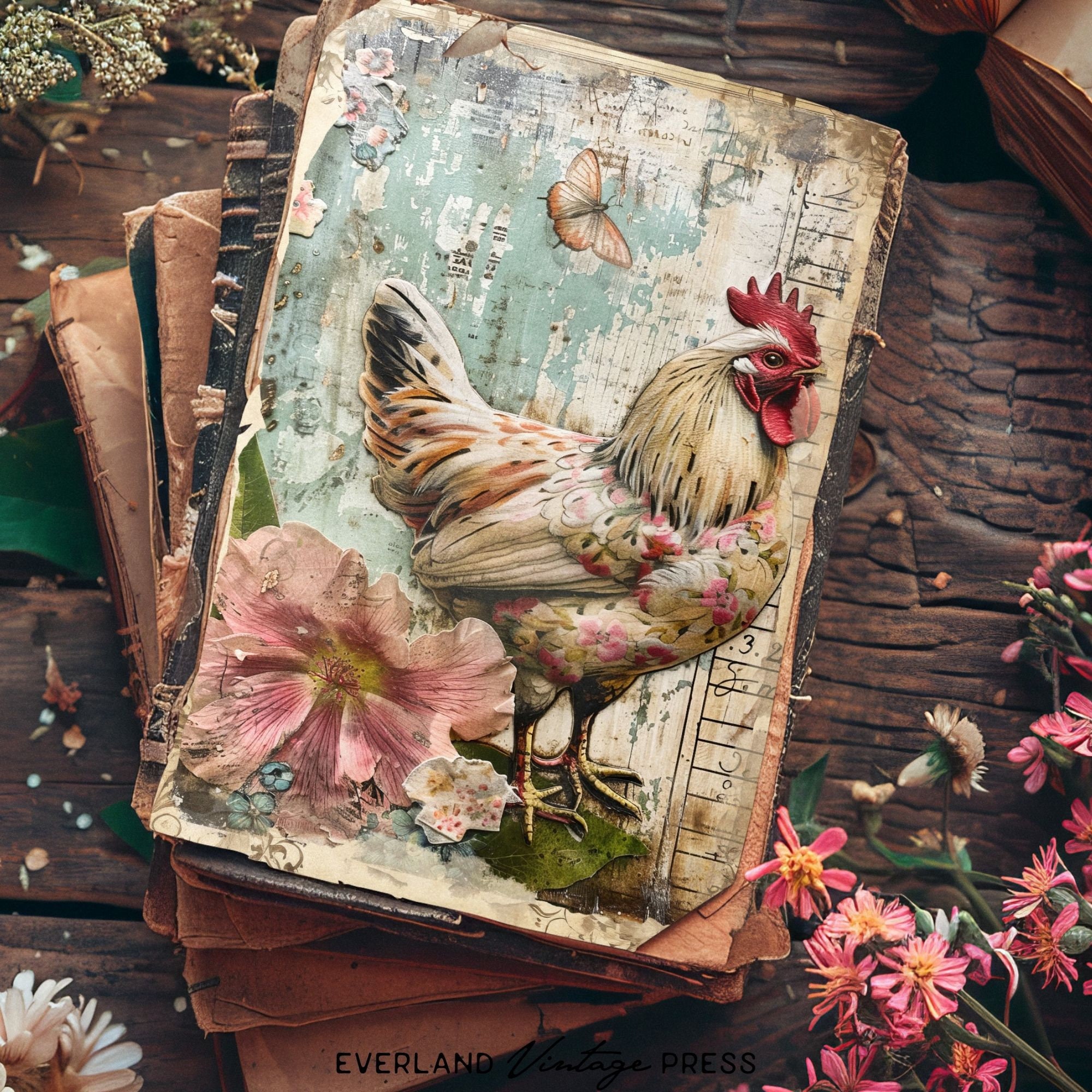 Fancy Chicken Junk Journal Printable Paper, Fancy Chicken Journal Kits ...