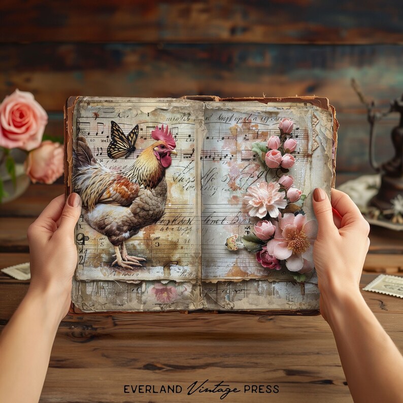 Fancy Chicken Junk Journal Printable Papers, Fancy Chicken Journal Kits ...