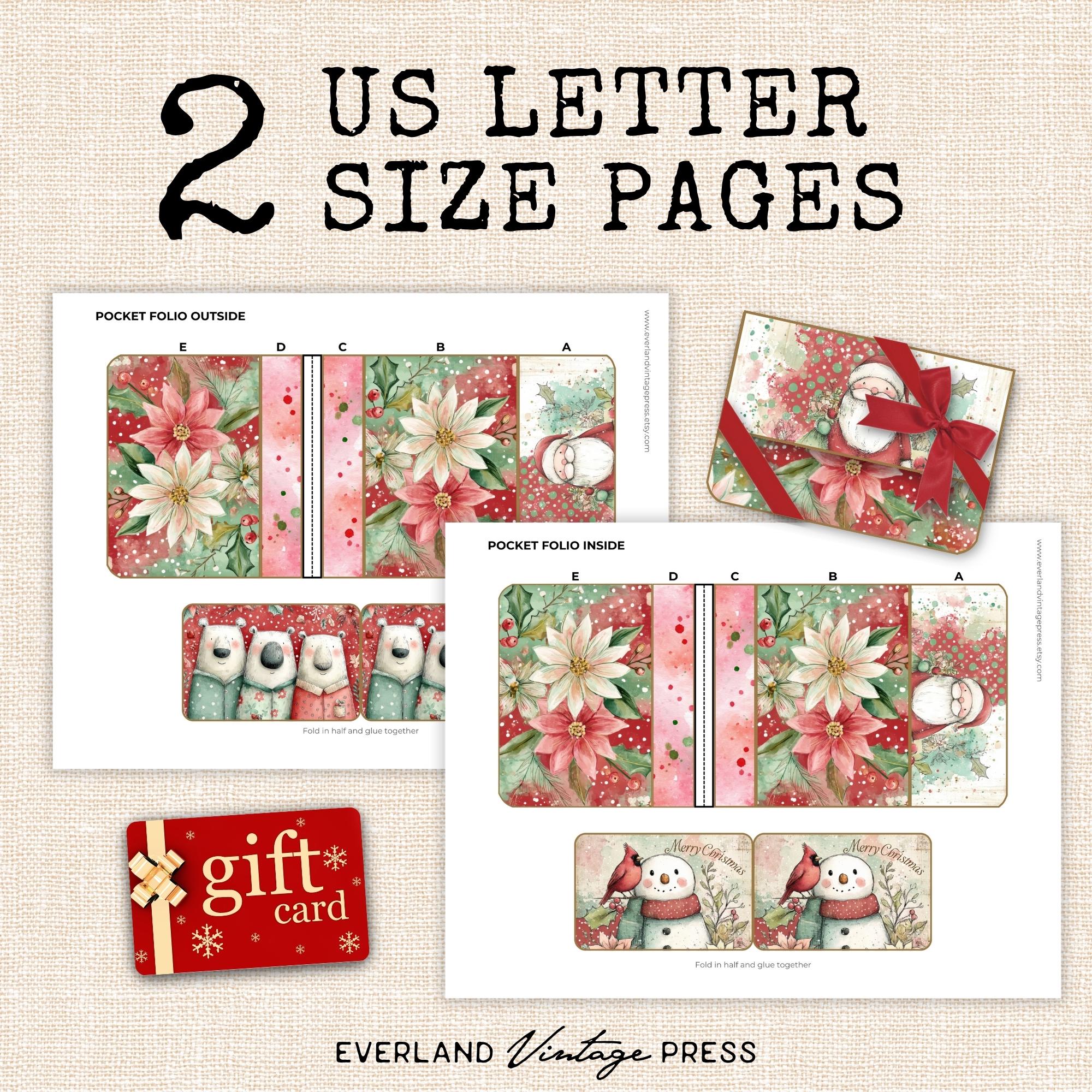Christmas Happy Mail Folio Kit, Gift Card Holder Digital Papers, Junk ...