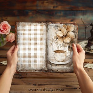 Coffee Junk Journal Kit Bundle-90 Pieces, Junk Journal Folio Coffee ...