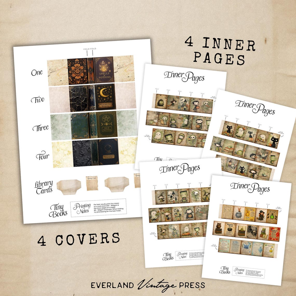 Grimoire Mini Books , Miniature Book Covers Digital, Halloween ...