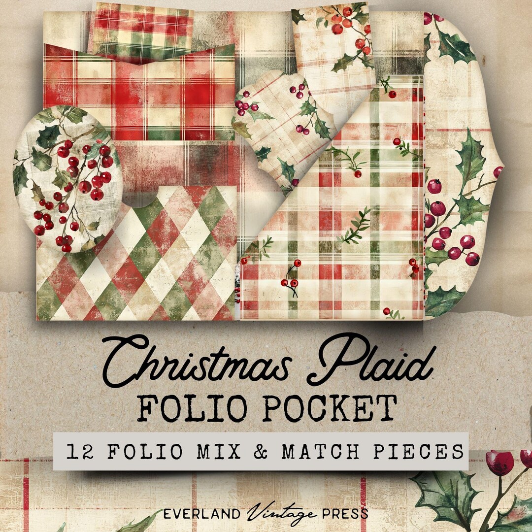 Christmas Folio Junk Journal Kits, Christmas Plaid Junk Journal Folio ...