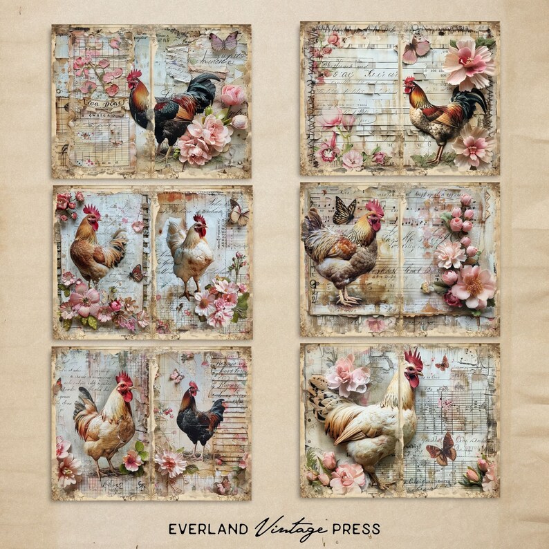 Fancy Chicken Junk Journal Printable Papers, Fancy Chicken Journal Kits ...
