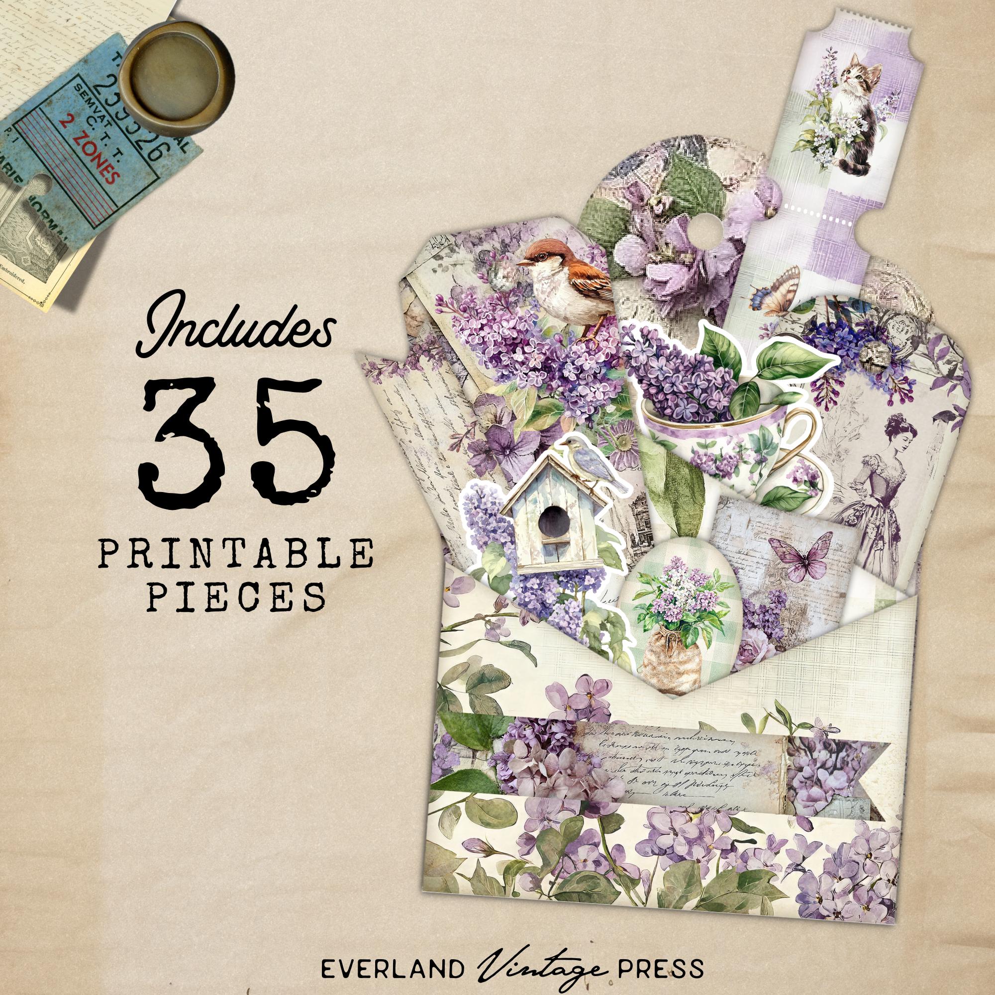 Lovely Lilacs Spring Loaded Tags, Loaded Pocket Tag Kit, Vintage Shabby ...