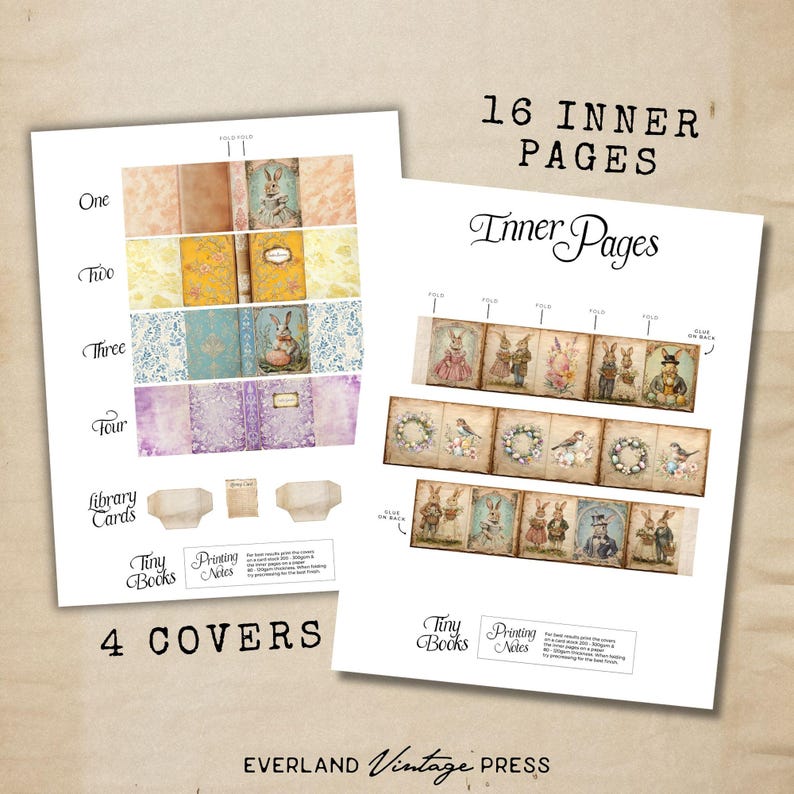 Easter Printable Dollhouse Mini Book, Vintage Easter Junk Journal Folio ...