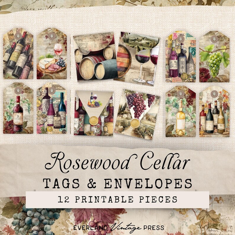 Wine Junk Journal,industrial Grunge Label,printable Ephemera Wine ...