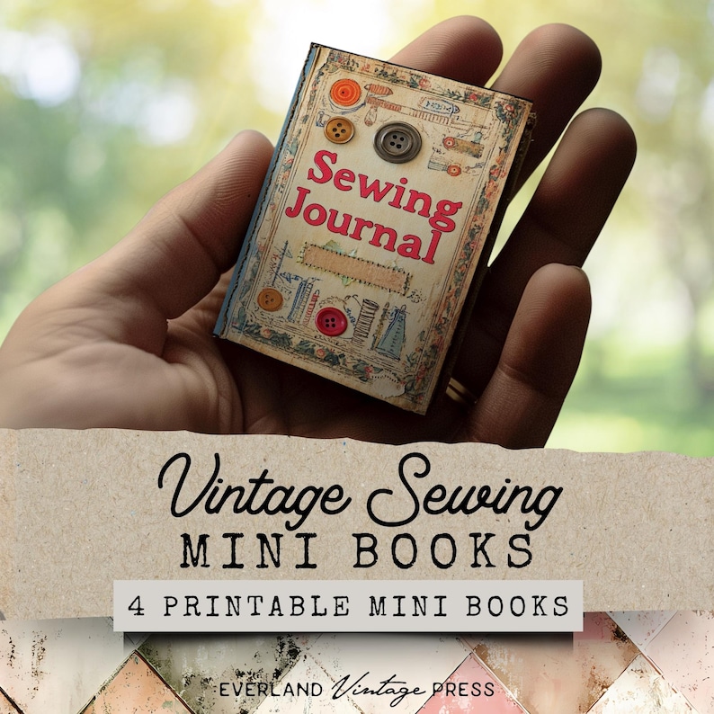 Vintage Sewing Dollhouse Mini Book, Vintage Embroidery Mini Book ...