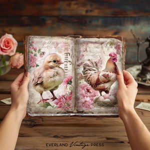 Spring Chicken Junk Journal Printable, Spring Chicken Journal Kits, 6 ...