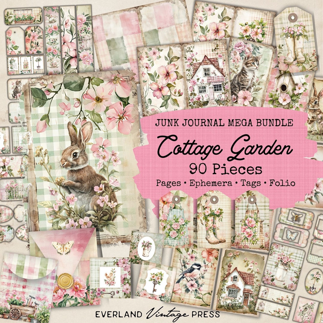 Secret Garden Junk Journal Bundle-90 Pieces, Garden Ephemera, Cottage ...