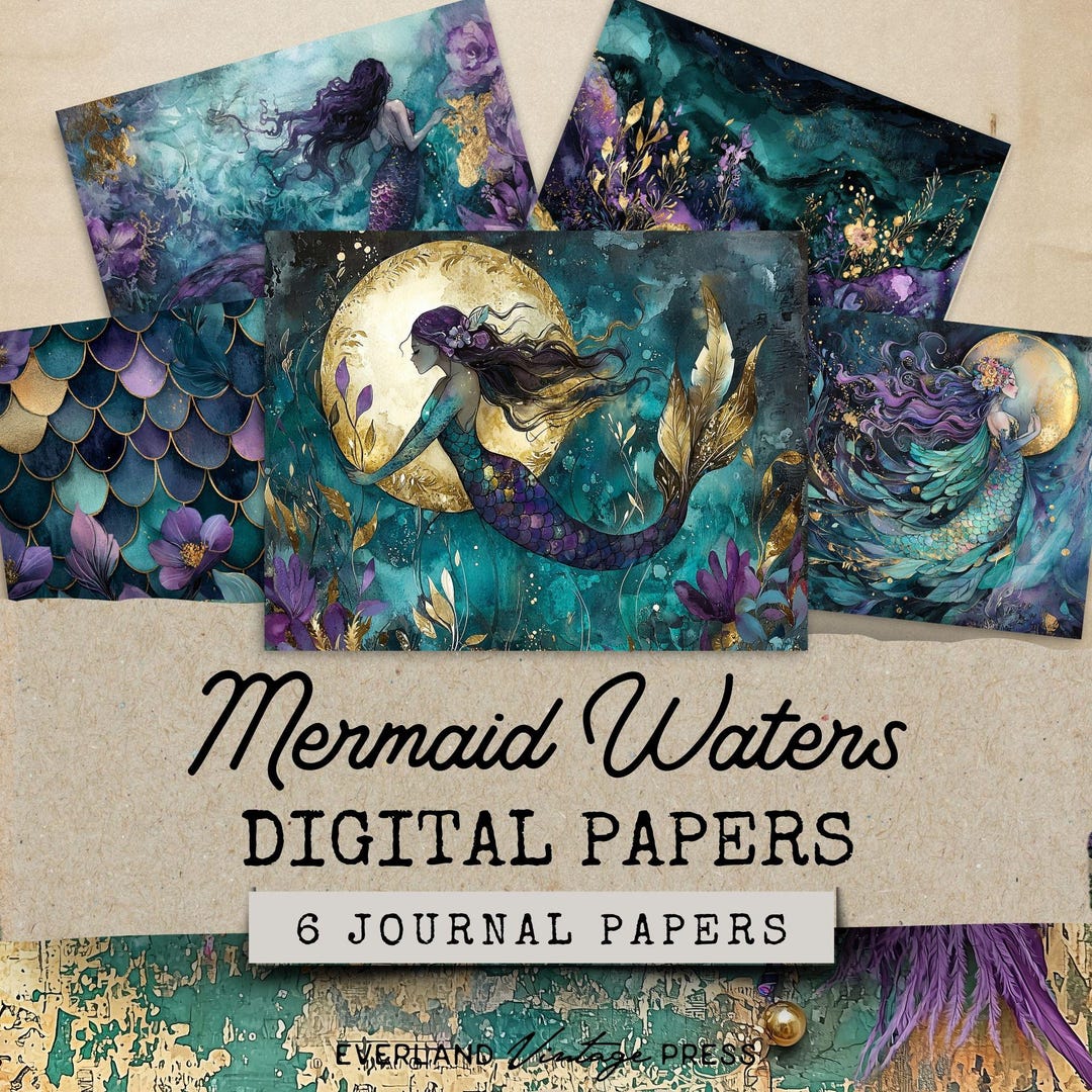 Dark Mermaid Junk Journal, Mermaid Junk Journal Kit, Printable Junk ...