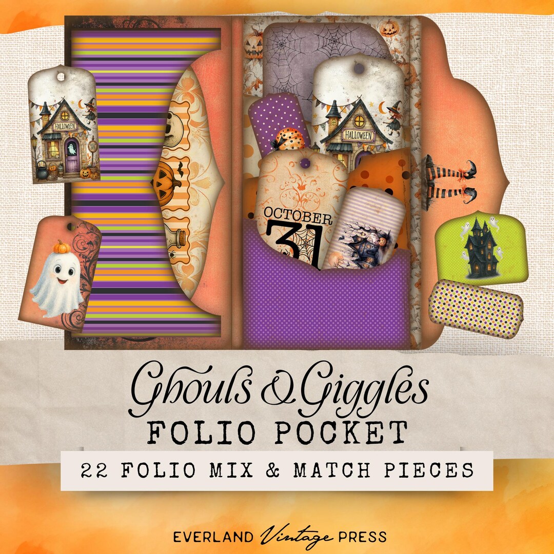 Haunted House Folio, Halloween Loaded Tag, Cute Halloween Pocket Tags ...