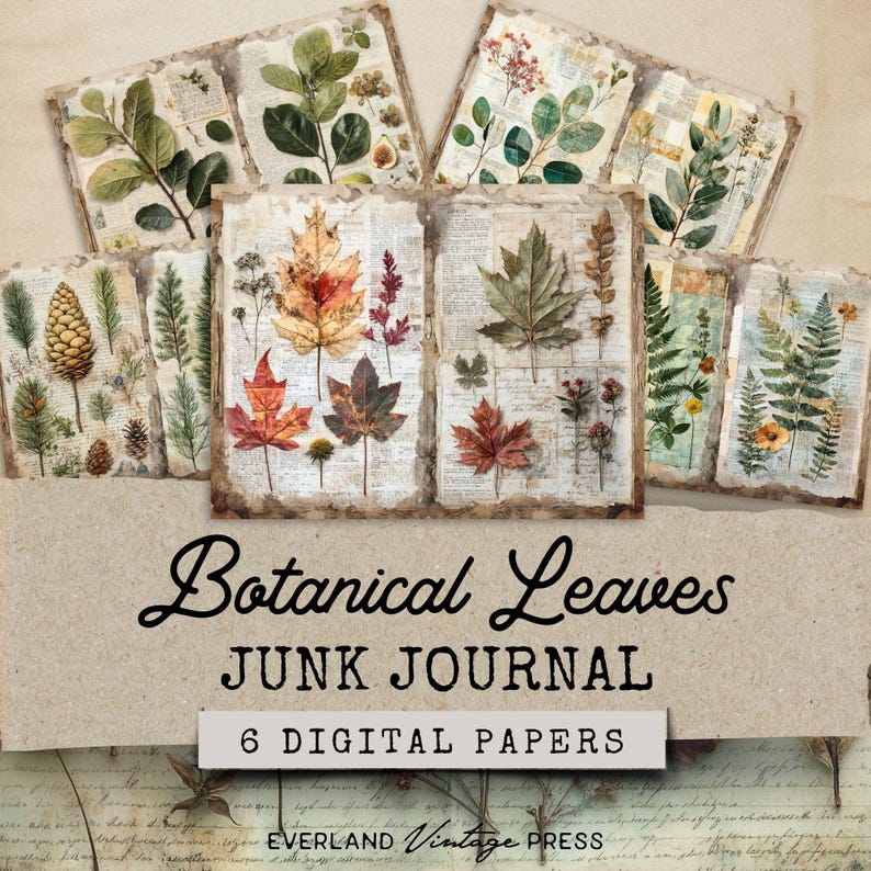 Botanical Leaves Junk Journal, 6 Junk Journal Kits Natural History ...