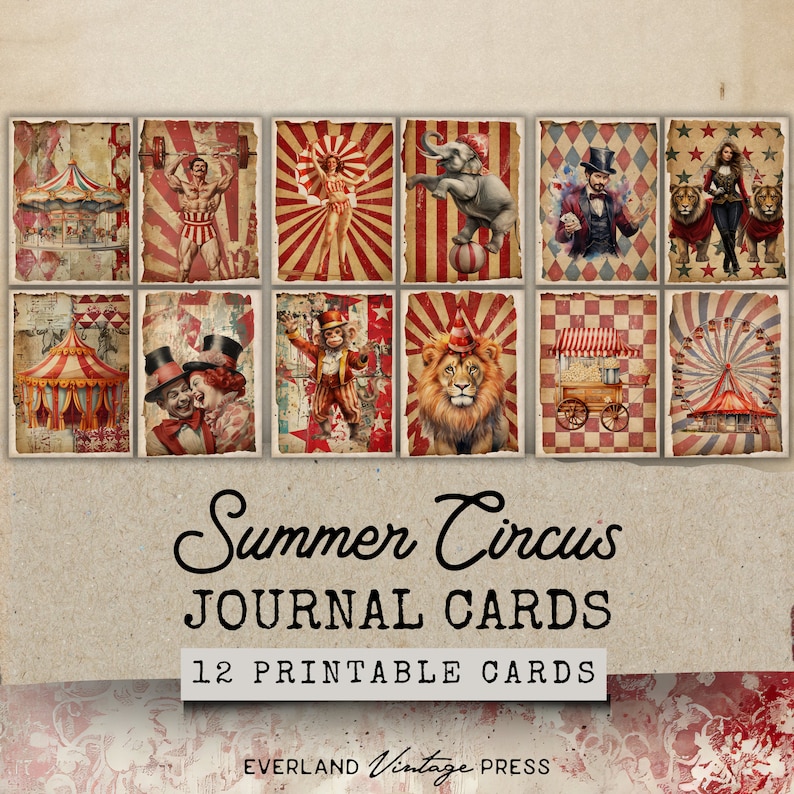 Circus Junk Journal Kits Bundle -90 Pieces, Vintage Circua Ephemera ...