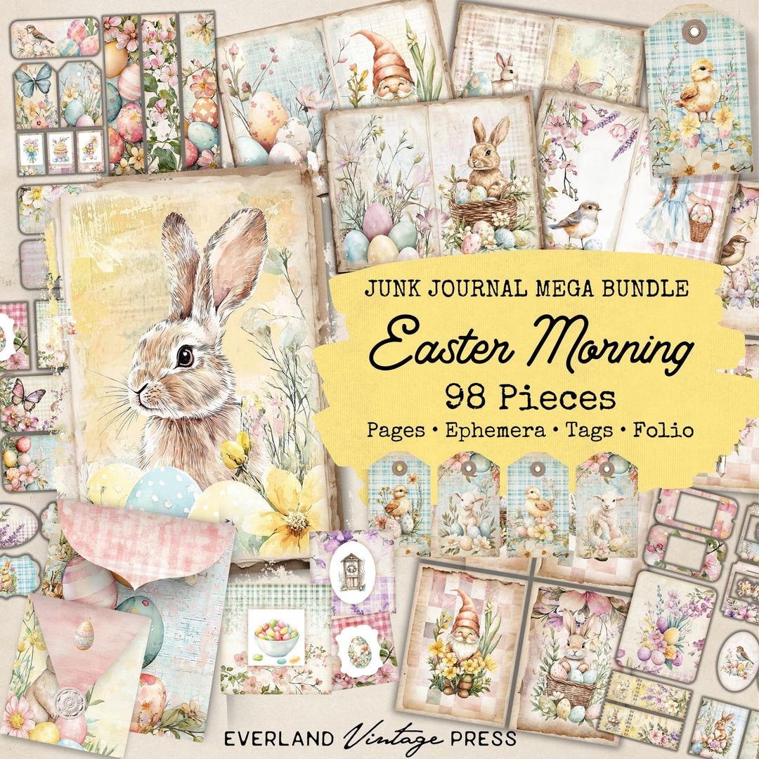 Easter Junk Journal Bundle - 98 Pieces, Easter Junk Journal Folio ...