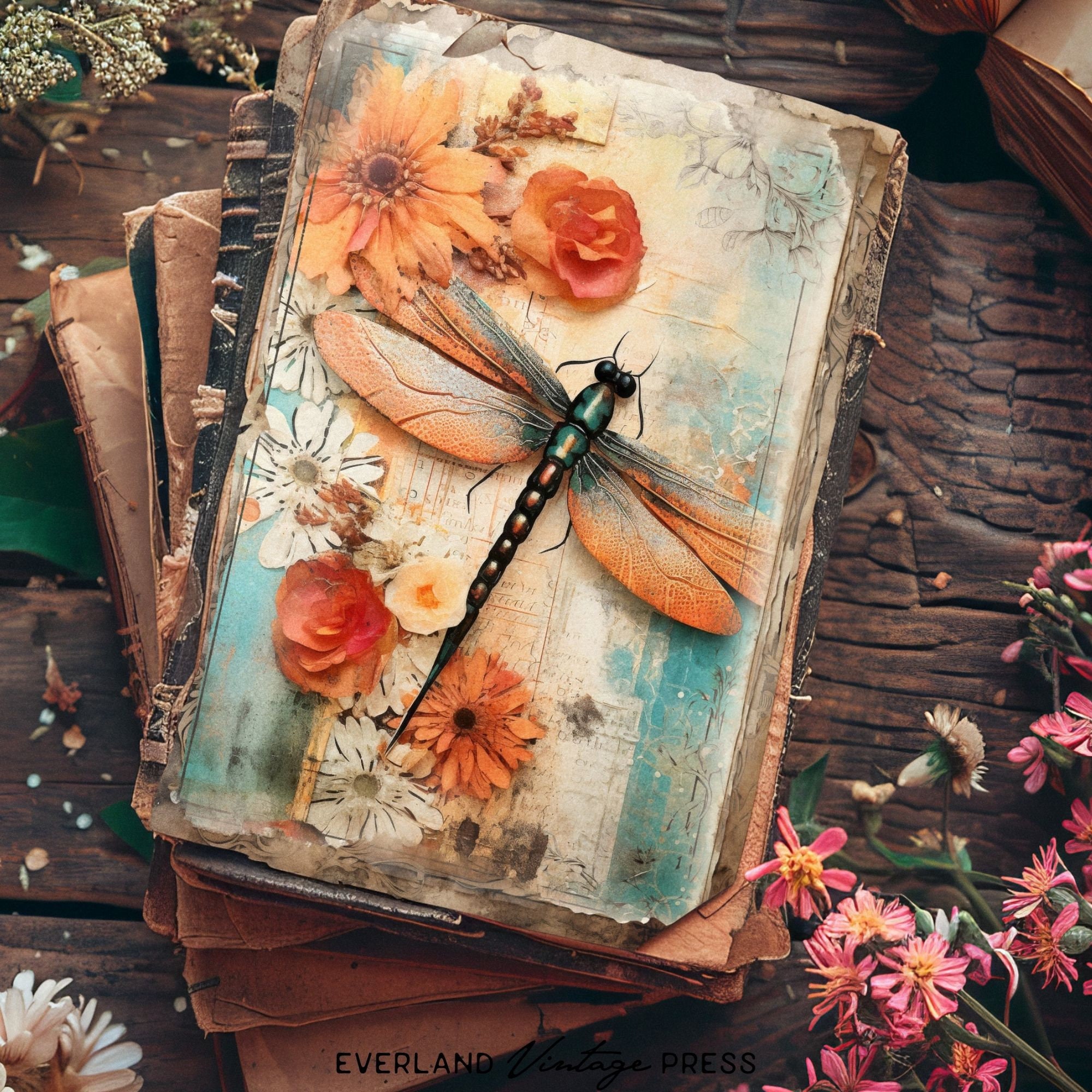 Teal and Orange Junk Journal, Cozy Autumn Junk Journal Kit, 6 Teal and ...