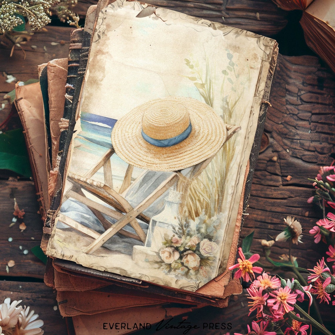 Beach Theme Junk Journal, Ocean Themed Junk Journal Papers, 6 Digital ...