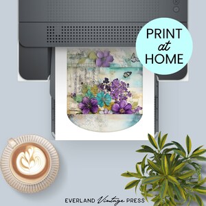 Purple and Teal Junk Journal Kit Folio, 12 Flower Folio Pocket ...