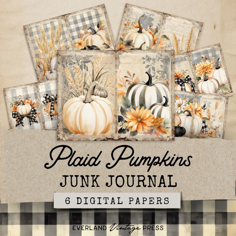 Gingham Plaid Pumpkin Journal Kit, Fall Junk Journal, Cozy Autumn Junk ...