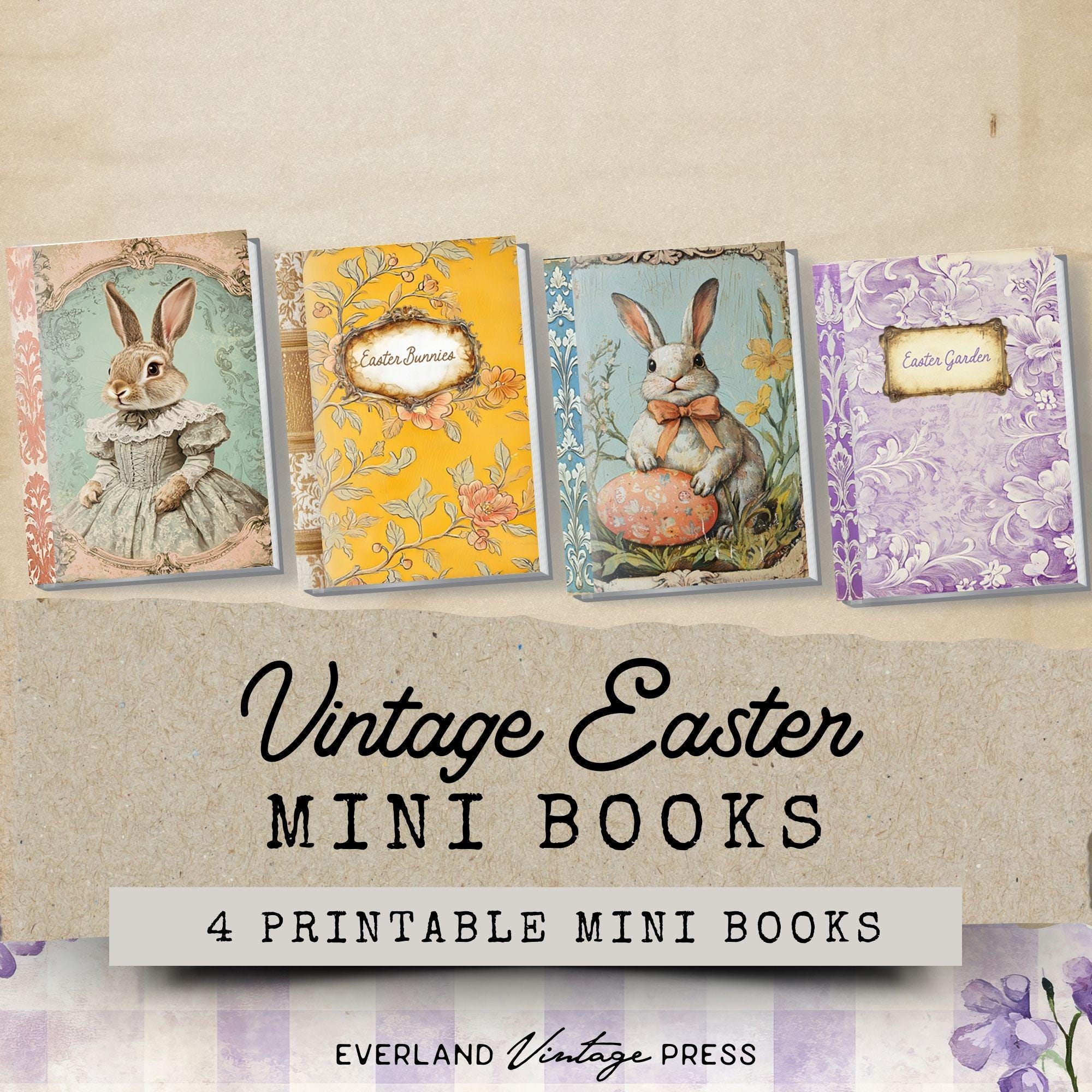 Easter Printable Dollhouse Mini Book, Vintage Easter Junk Journal Folio ...