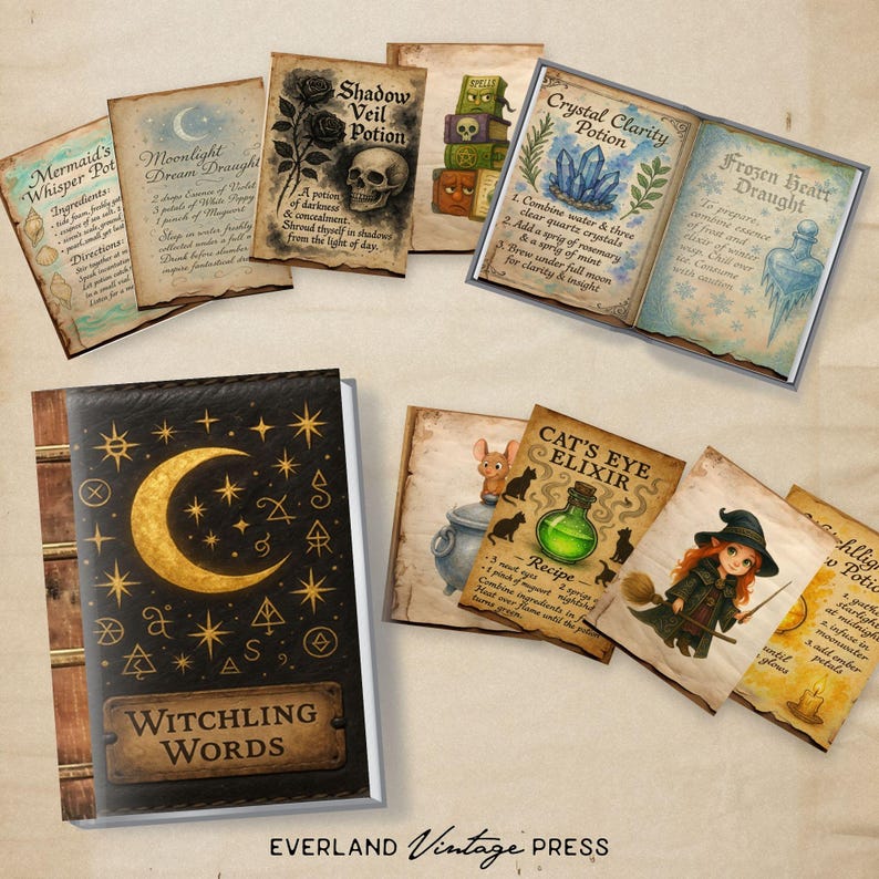 Grimoire Mini Books , Miniature Book Covers Digital, Halloween ...