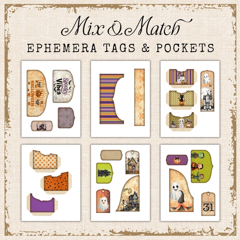 Haunted House Folio, Halloween Loaded Tag, Cute Halloween Pocket Tags ...