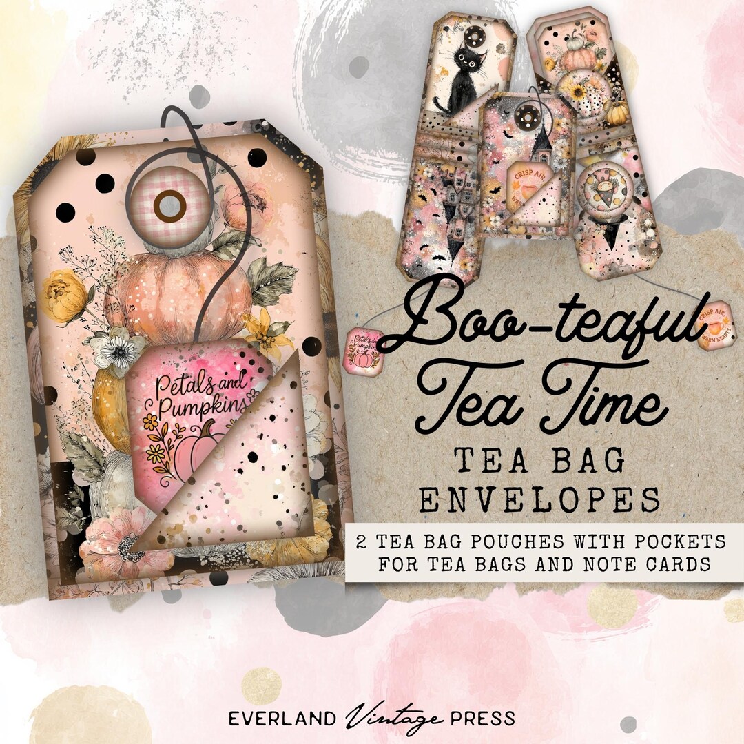Halloween Tea Bag Gift Envelope, Tea Bag Holder Printable, Whimsical ...