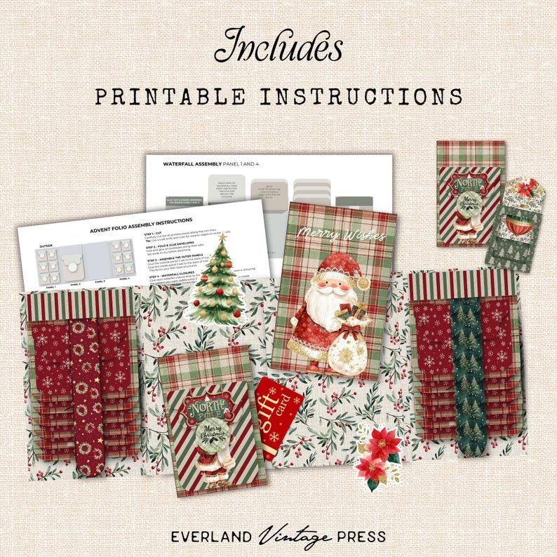 Junk Journal Advent Calendar, Christmas Advent Calendar Waterfall Folio ...
