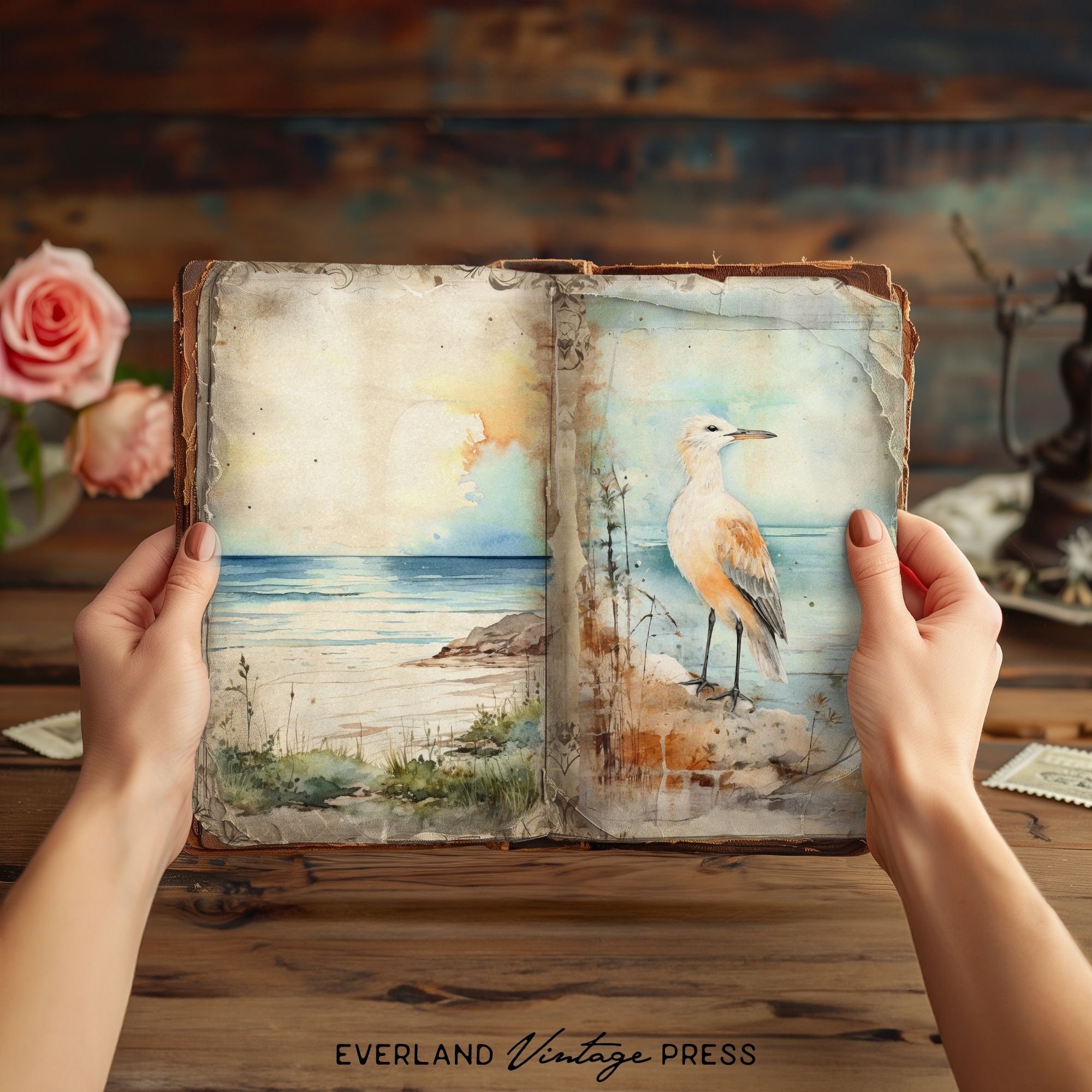 Beach Theme Junk Journal, Ocean Themed Junk Journal Papers, 6 Digital ...