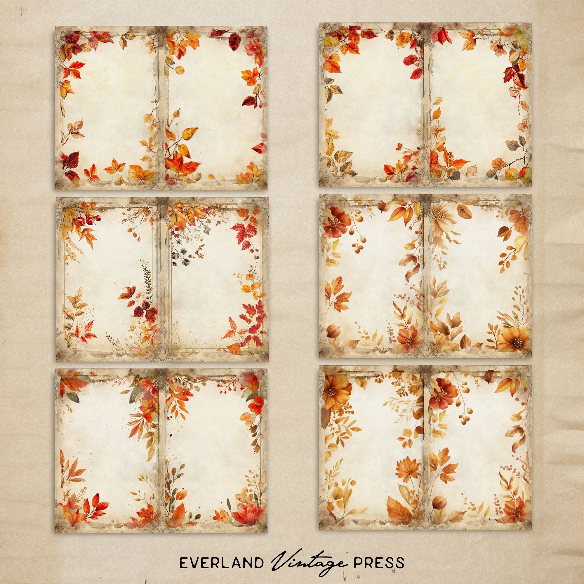 Fall Borders Journal Papers, Cozy Autumn Junk Journal Kit, 6 Cozy Fall ...