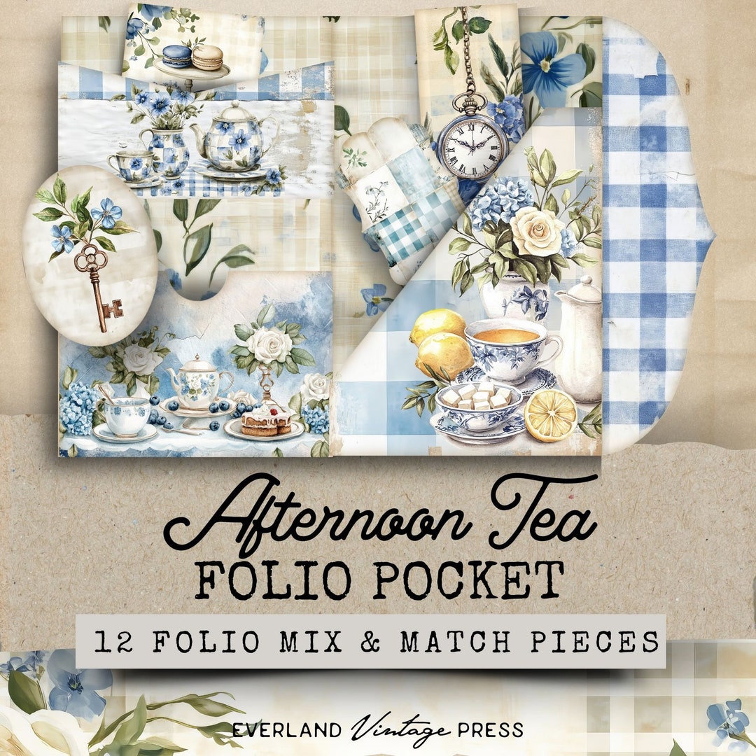 Afternoon Tea Junk Journal Folio, 12 Junk Journal Teacups and Roses ...