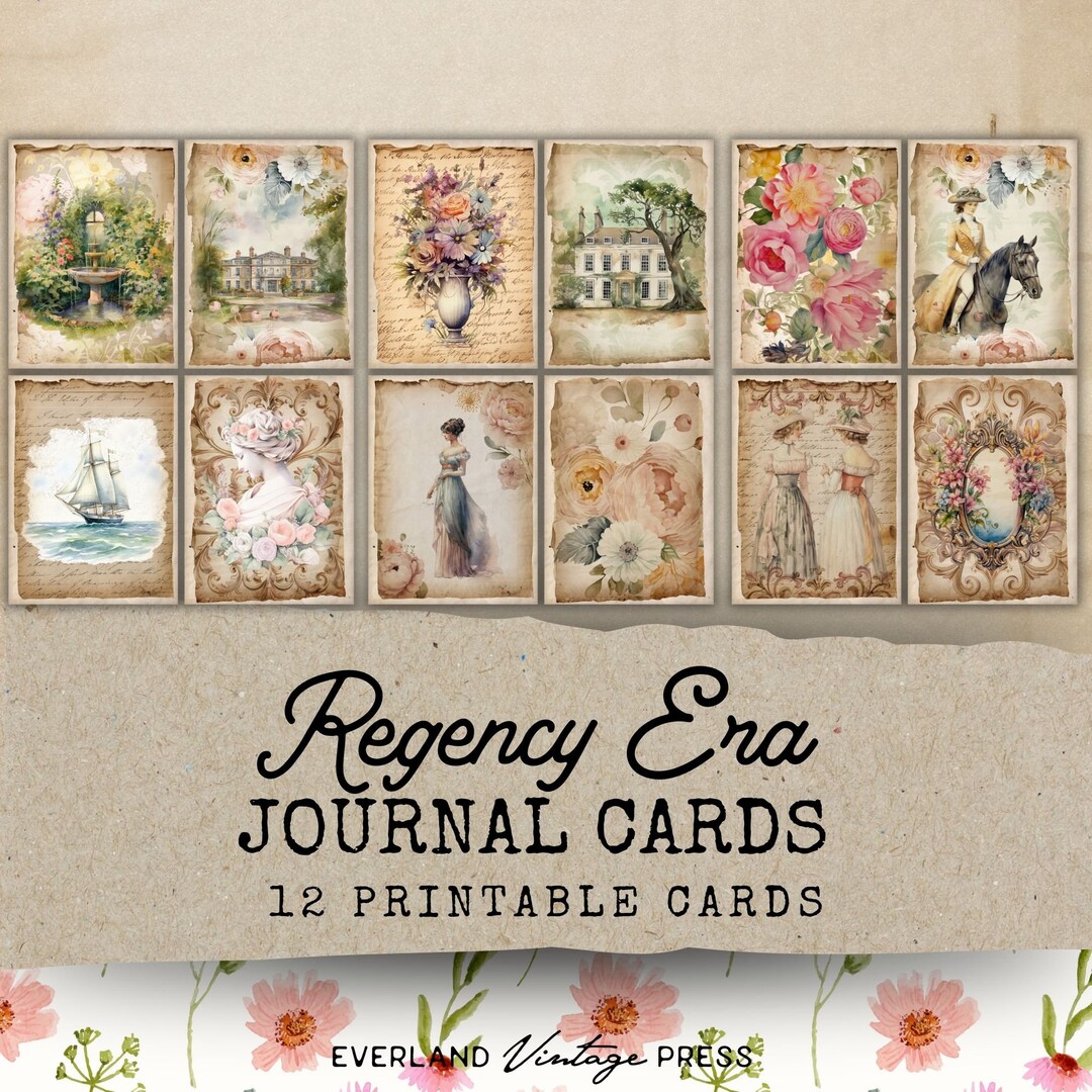 Regency Era Junk Journal Cards, 12 Printable Ephemera Junk Journal ...