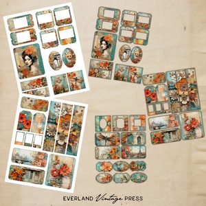 Teal and Orange Junk Journal Kits Ephemera, Paris Junk Journal Digital ...
