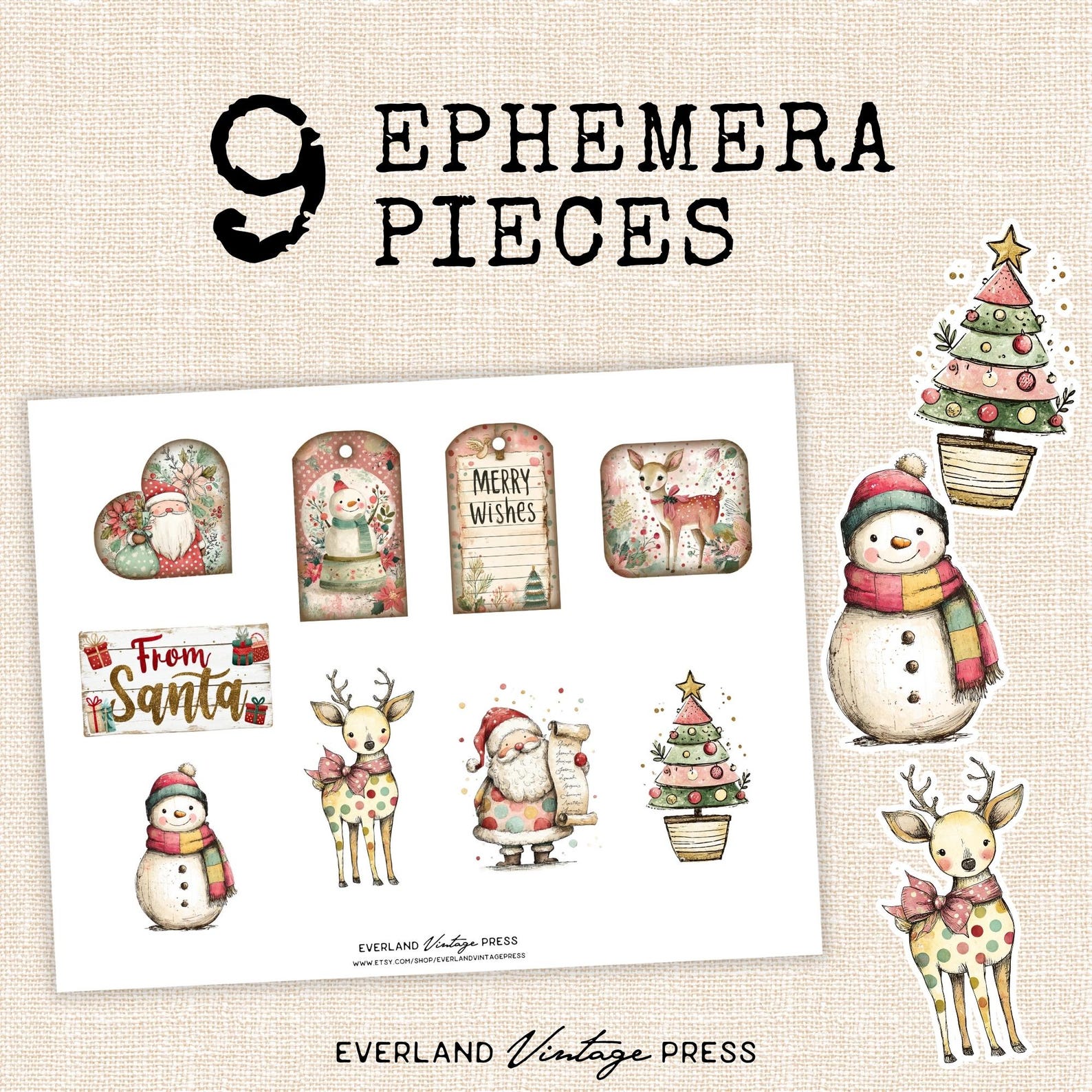 Christmas Happy Mail Folio Kit, Gift Card Holder Digital Papers, Junk ...
