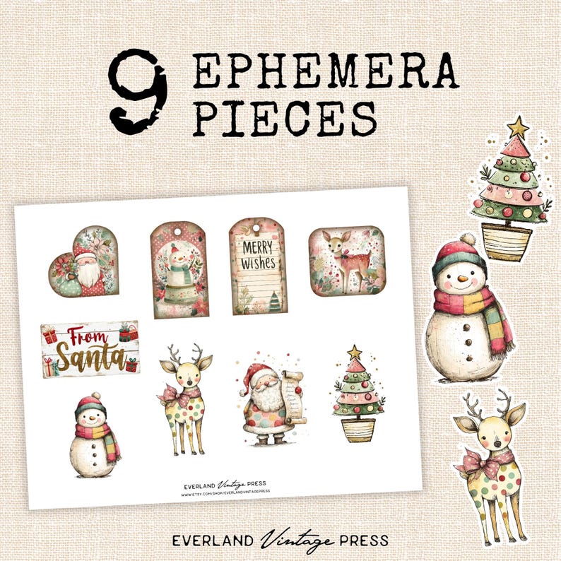 Christmas Happy Mail Folio Kit, Gift Card Holder Digital Papers, Junk ...