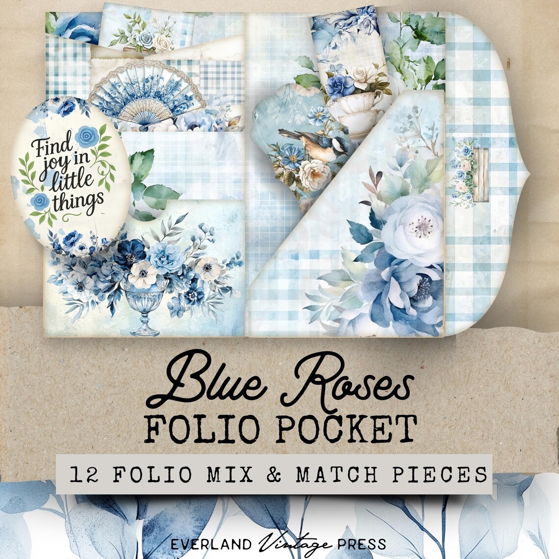 Blue Rose Folio, 35 Spring Garden Folio Pocket, Folio Kit Roses, Spring ...