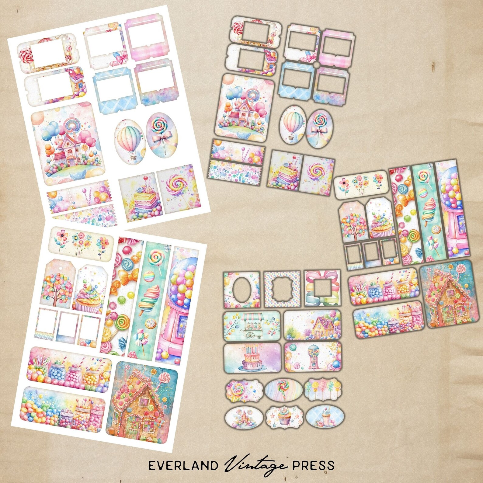 Candy Shop Junk Journal Kit Ephemera, 38 Printable Pastel Sweets Junk ...