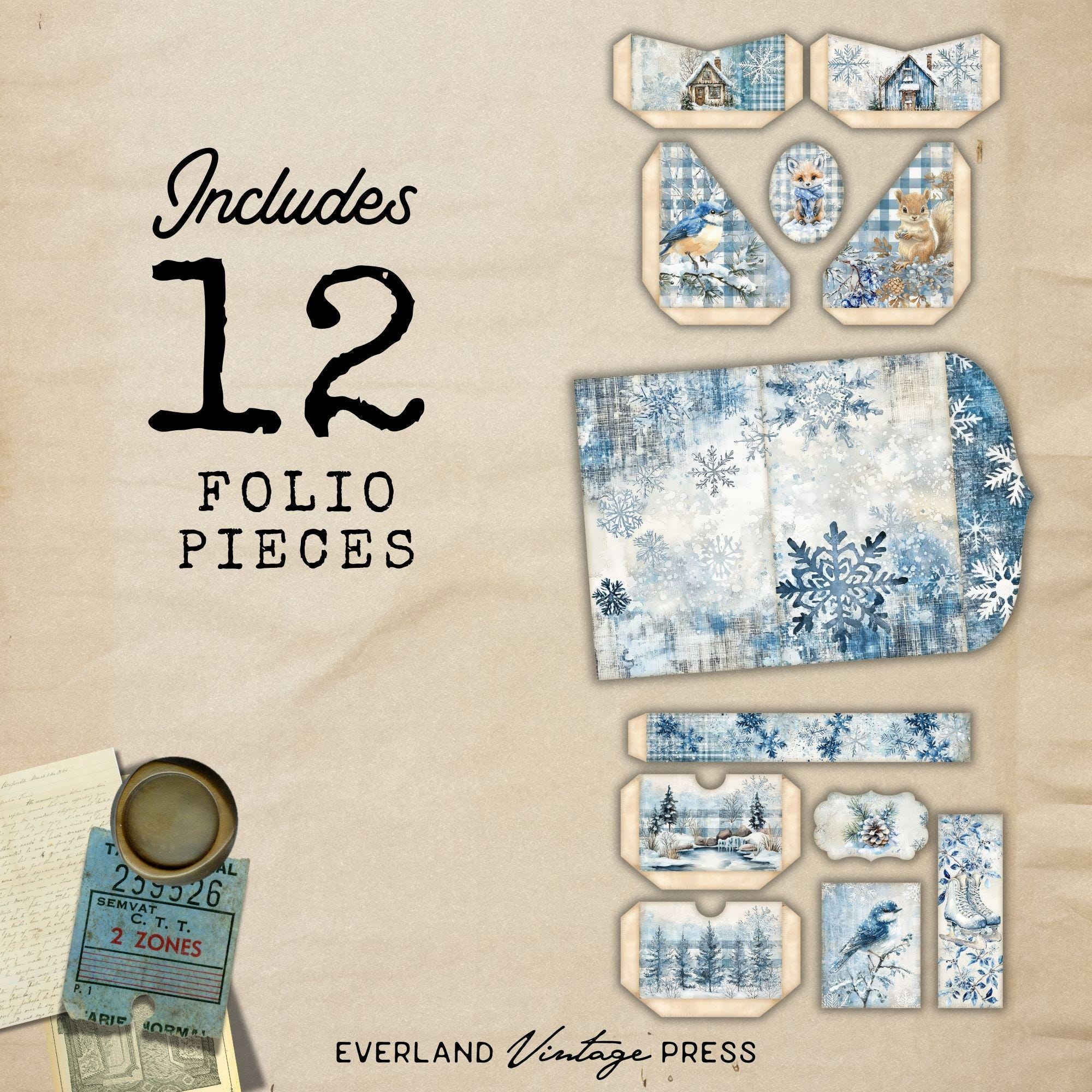 Winter Junk Journal Folio Kit, Winter Wonderland Junk Journal Kit ...