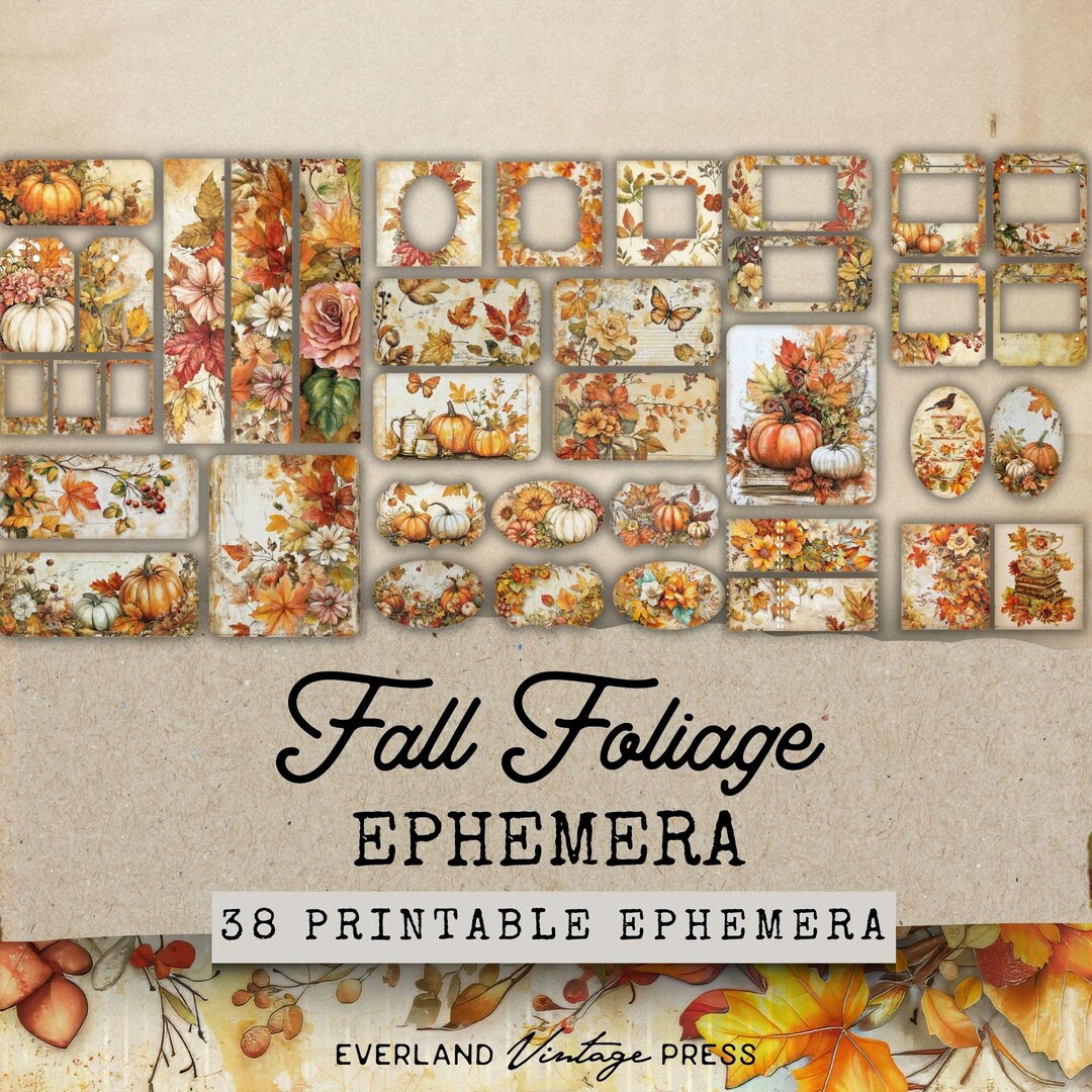 Fall Foliage Junk Journal Ephemera, Cozy Autumn Junk Journal Kit ...