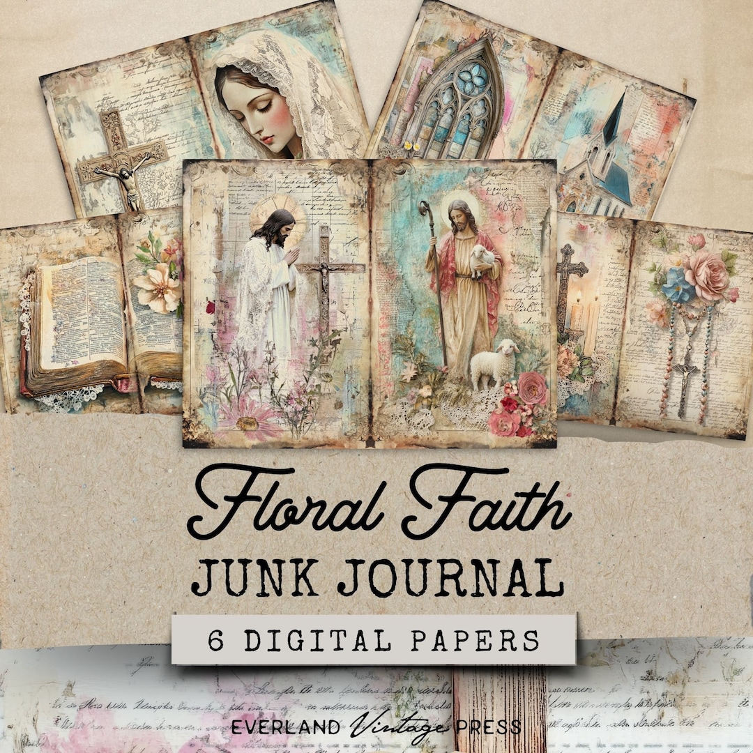 Faith Based Junk Journal, Christian Faith Junk Journal Pages, 6 Bible ...