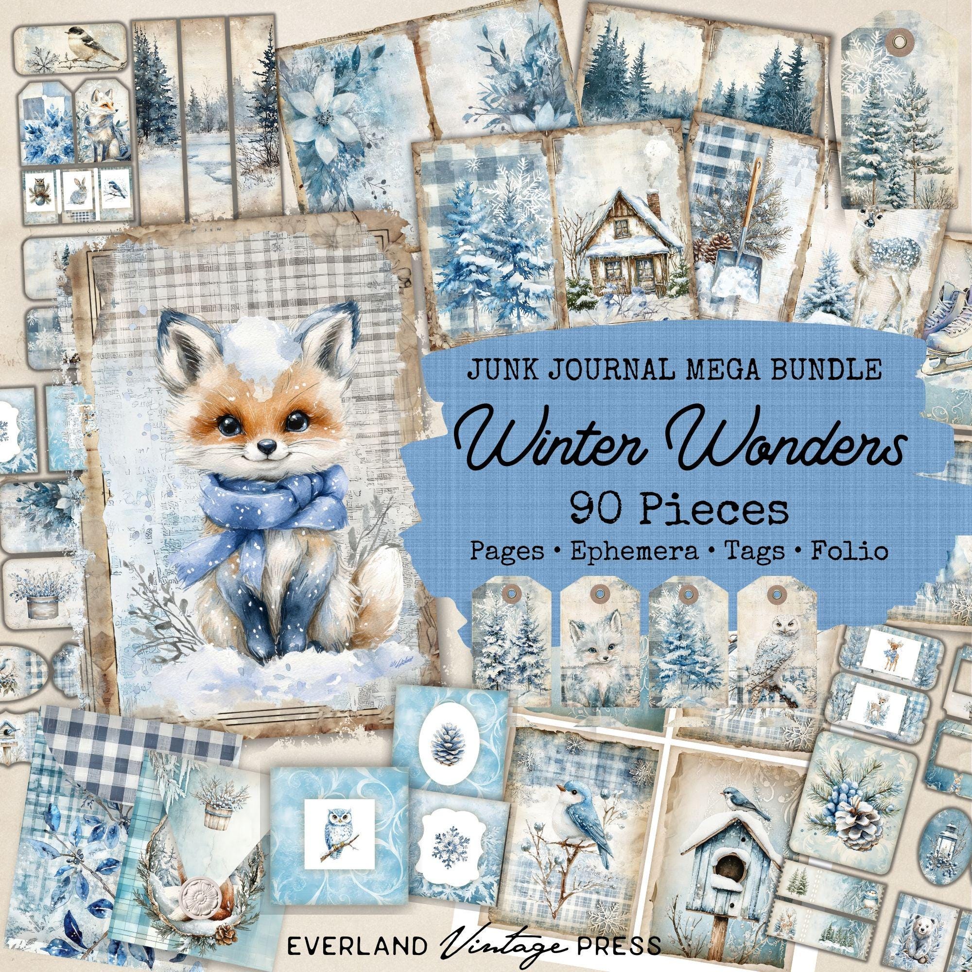 Winter Woodland Junk Journal, Winter Botanicals Junk Journal, 90 Piece ...