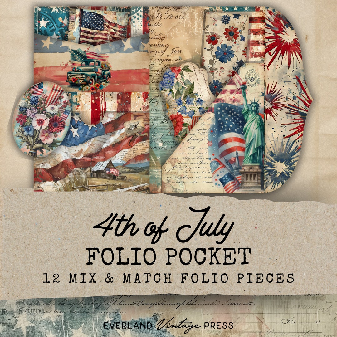 Fourth of July Junk Journal Folio, 4th of July Junk Journal Kit Folio ...
