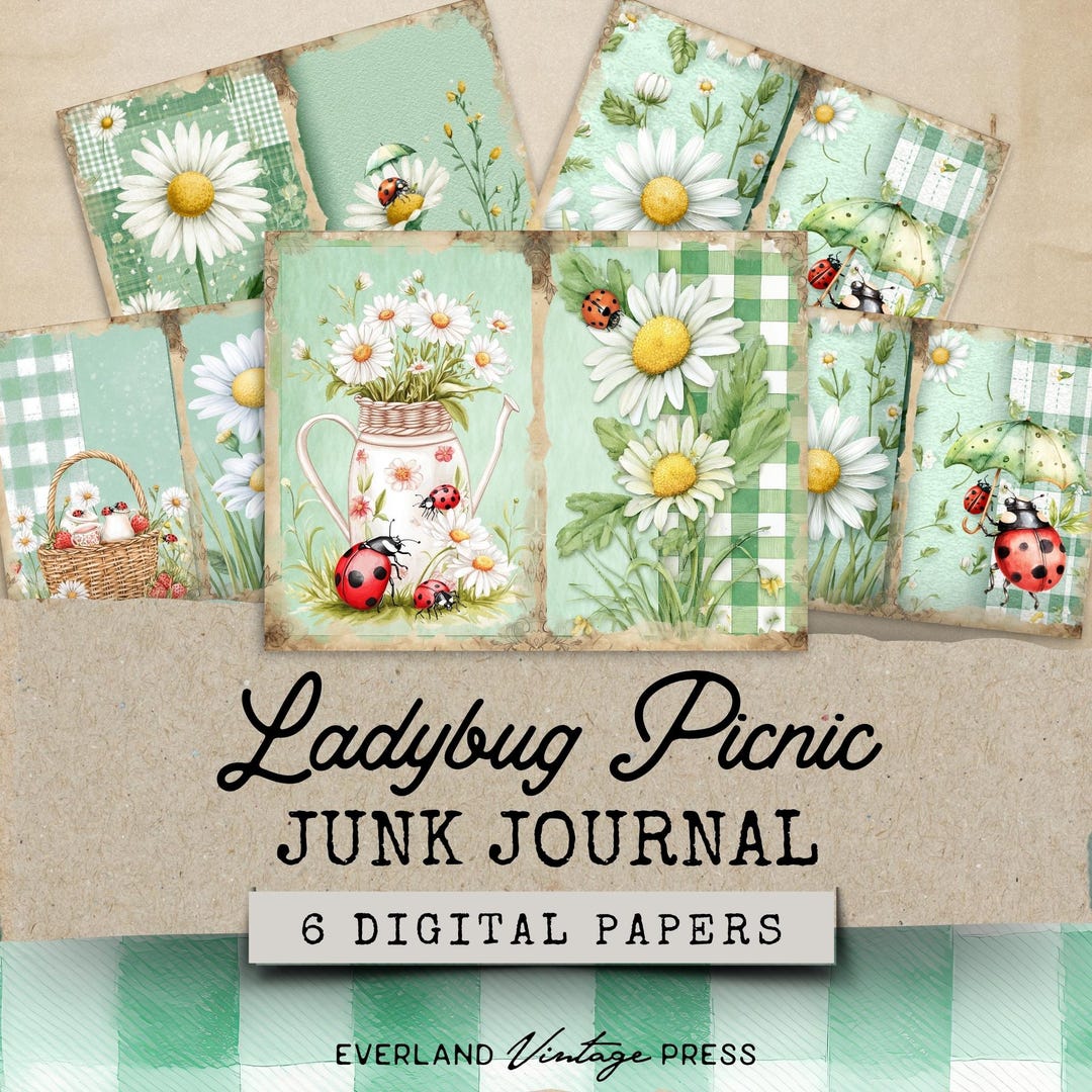 Ladybug Junk Journal Pages, Whimsical Ladybug Junk Journal Kit, Nature ...