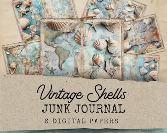 Coastal Junk Journal Kit, Beach Theme Junk Journal Pages, Ocean Theme ...