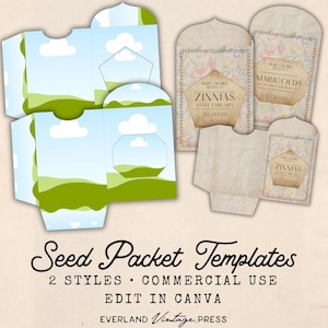Seed Packet Template Canva, Seed Packet Ephemera, Blank Seed Packet ...