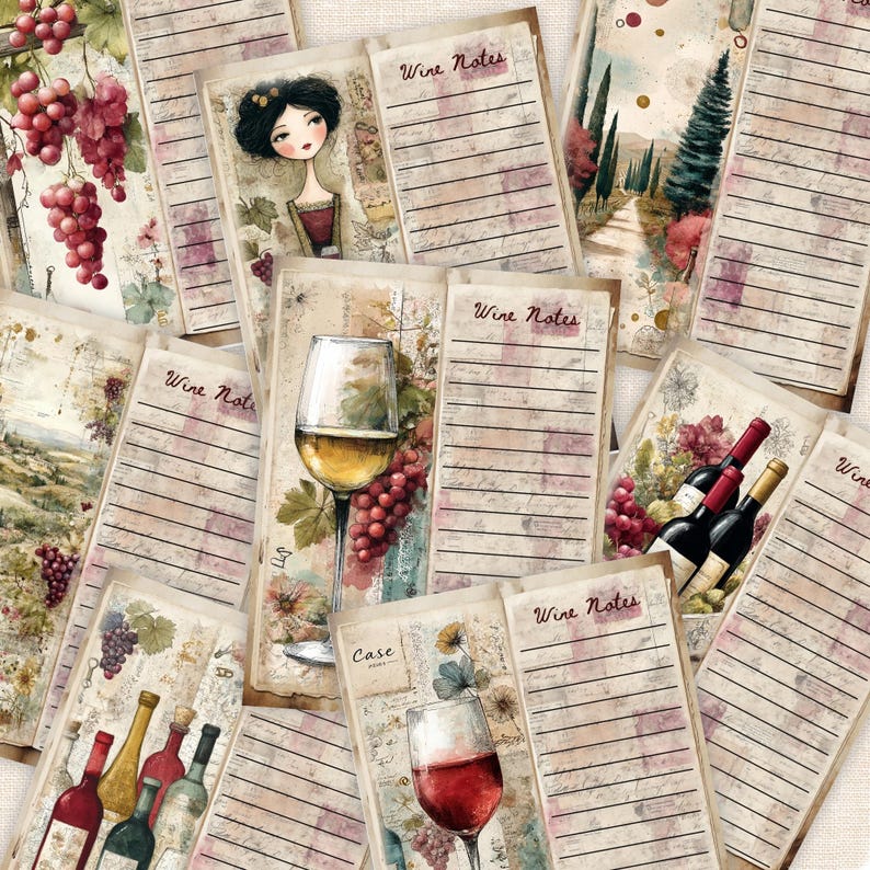 Tall & Skinny Wine Tasting Score Card Junk Journal,vintage Wine Junk ...