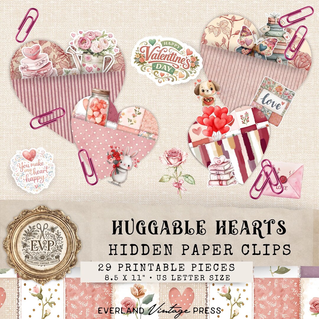 Huggable Hearts Hidden Paperclip Kit, Valentine's Day Heart Hidden ...