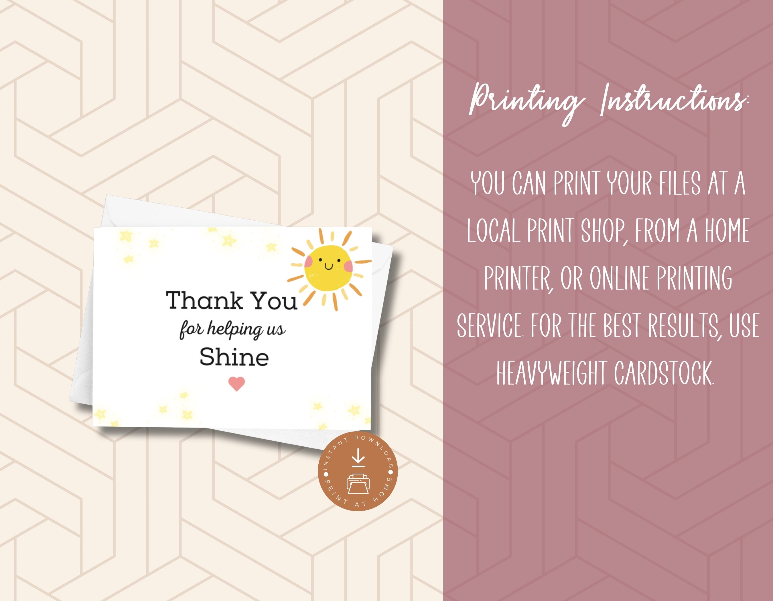 Teacher Thank You Card Printable Thank You for Helping Us Shine ...